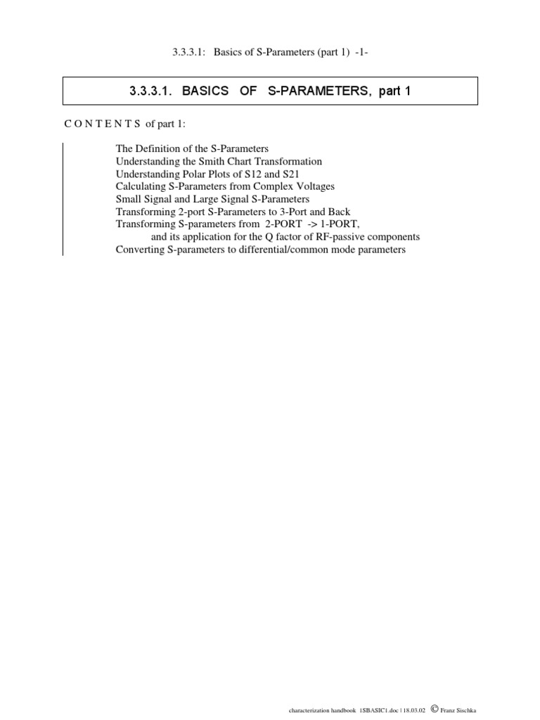 S Parameter Basics | PDF | Transmission Line | Amplifier