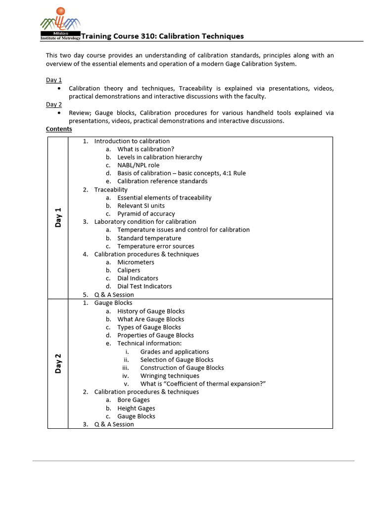 Calibration Training Mitutoyo | PDF | Calibration | Science