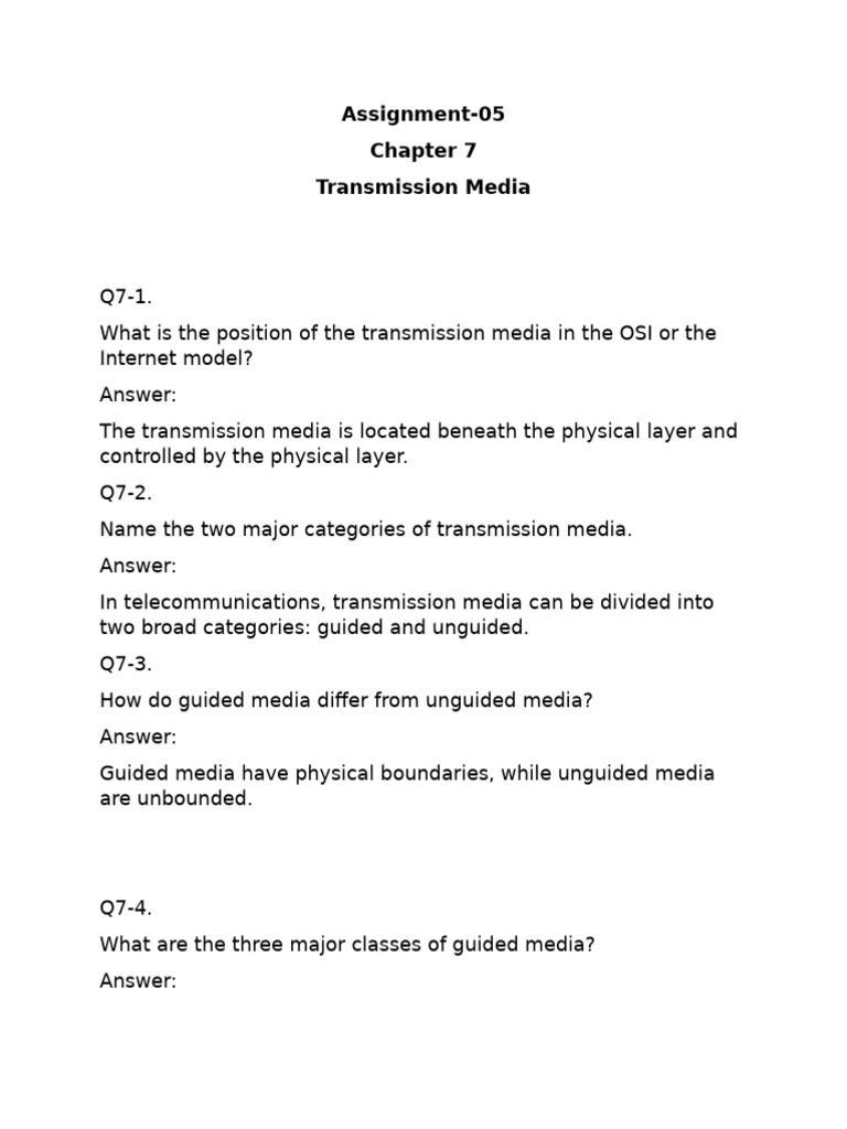 Assignment 05 Chapter 07 | PDF | Transmission Medium | Optical Fiber