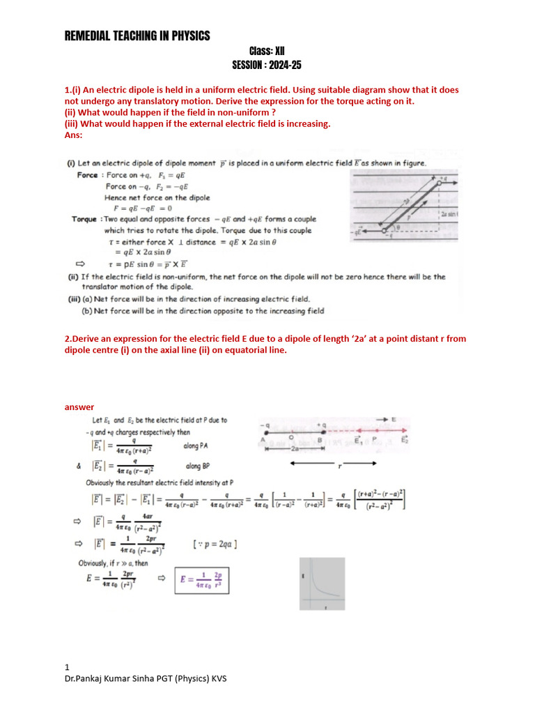 Remedial Teaching in Physics | PDF | Capacitor | Magnetism