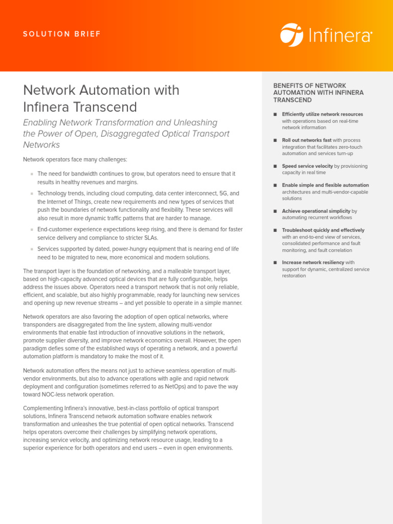 Network Automation With Infinera Transcend 0321 SB RevB 1023 | PDF ...
