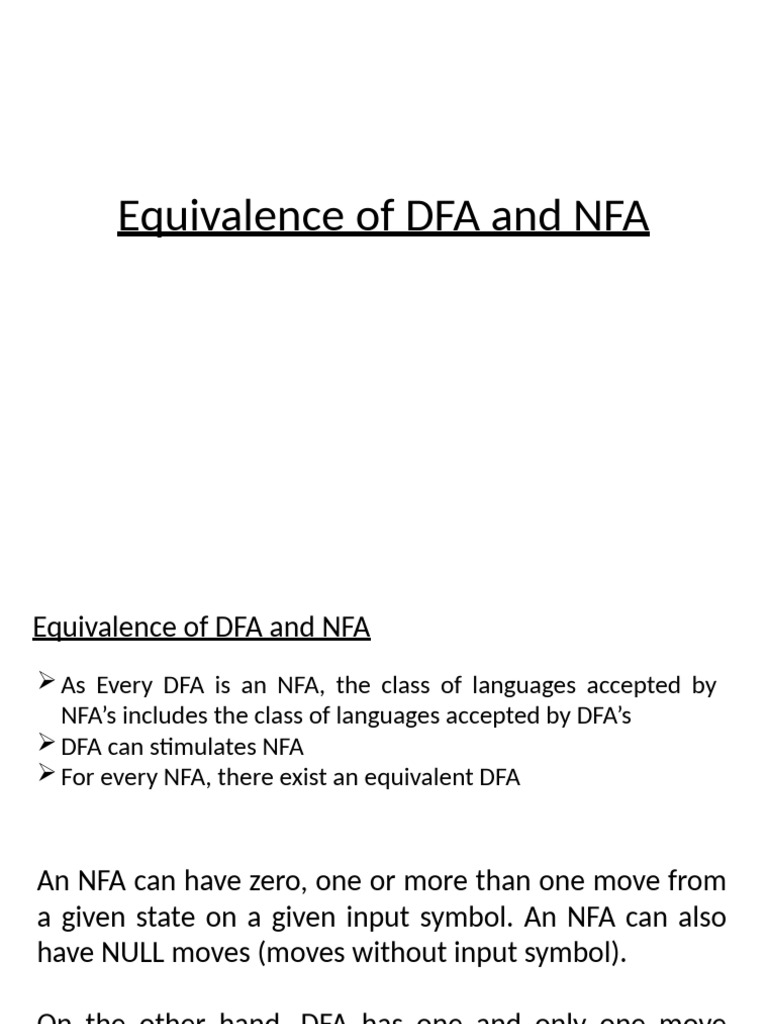 Class 6 Equivalence of DFA and NFA | PDF | Algorithms | Theoretical Computer Science
