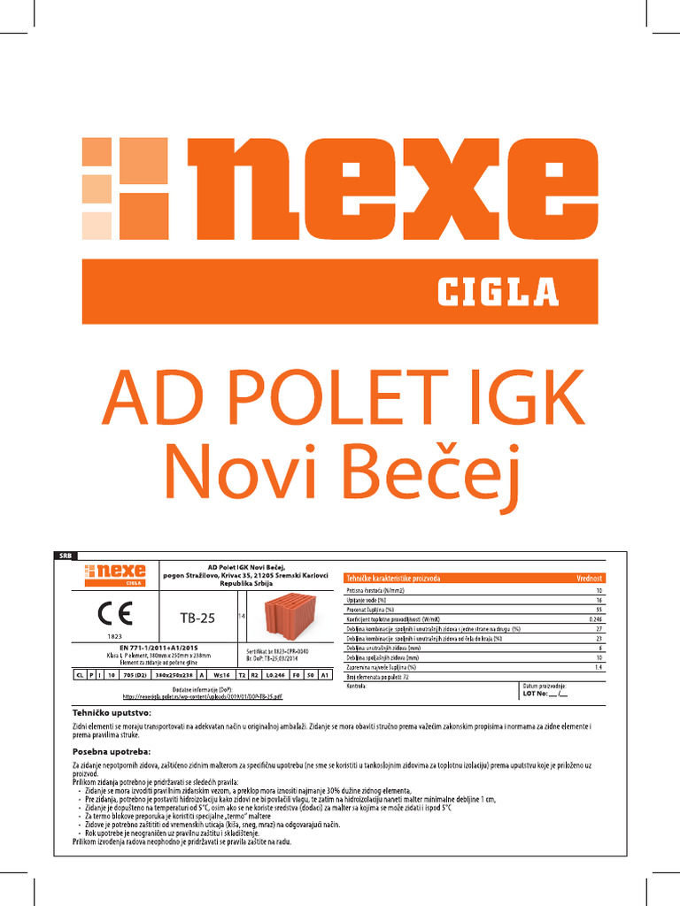 Nexe Tehinicki List Ce-Tb-25 | PDF