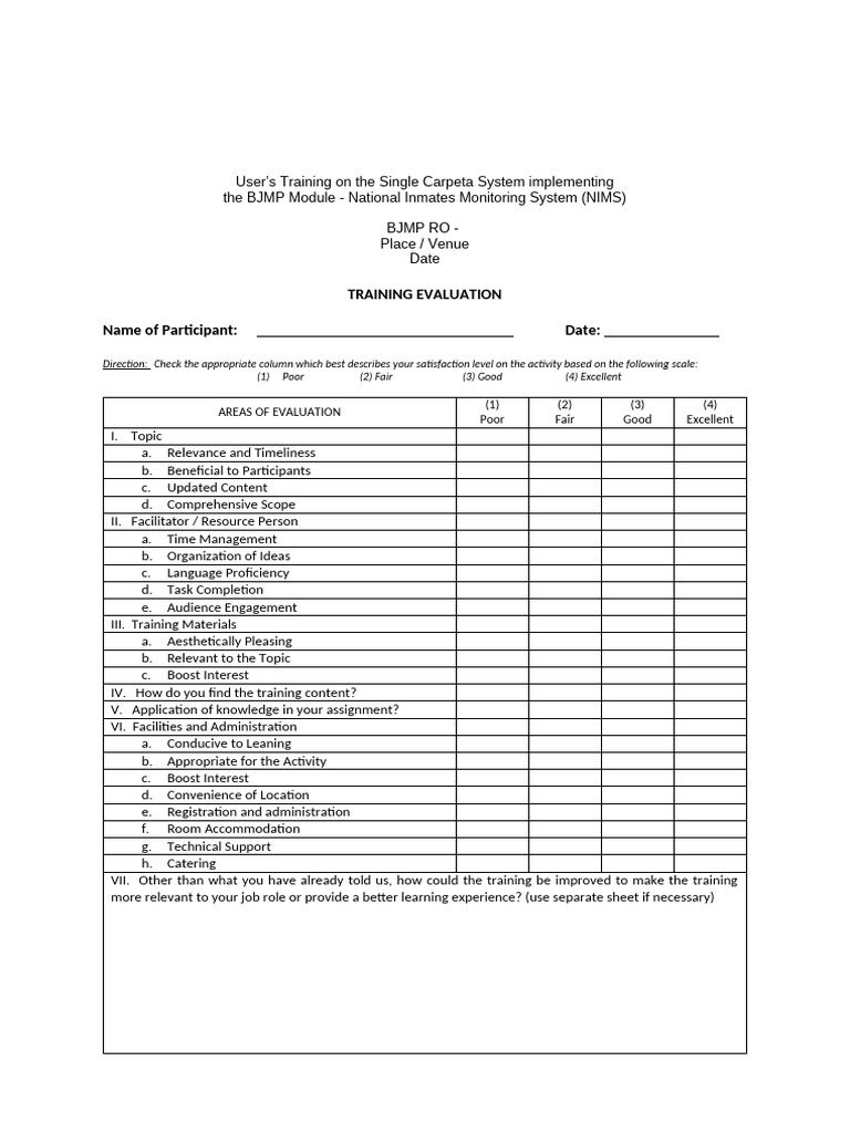 03 Training Evaluation | PDF