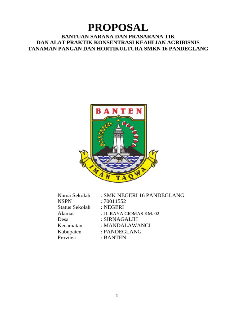 Proposal DAK SMKN16 PDG 2024 | PDF