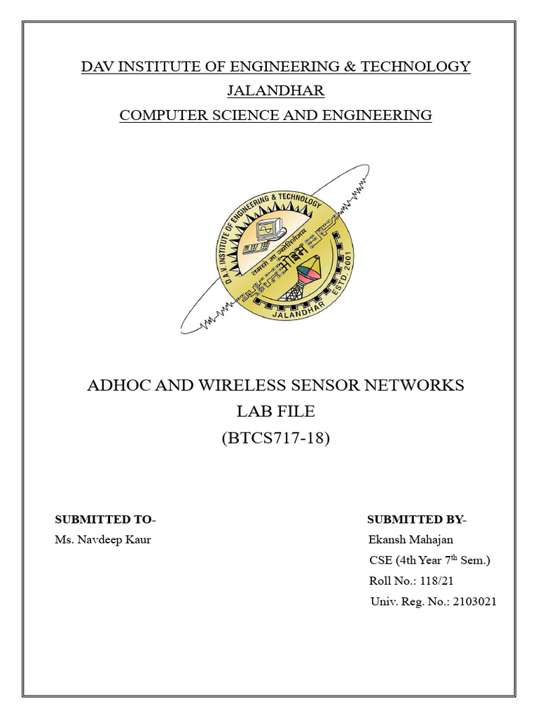 AWSN - Practical File - Ekansh | PDF | Wireless Ad Hoc Network | Ip Address