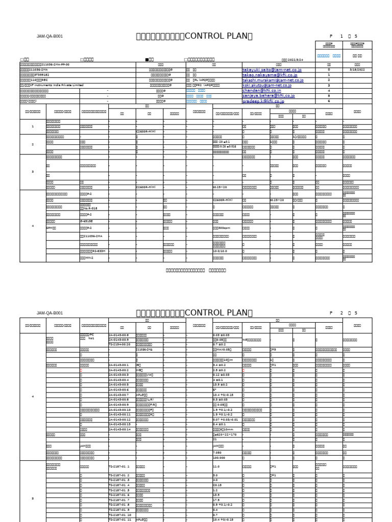 コントロールプラン 211036-2MA - | PDF