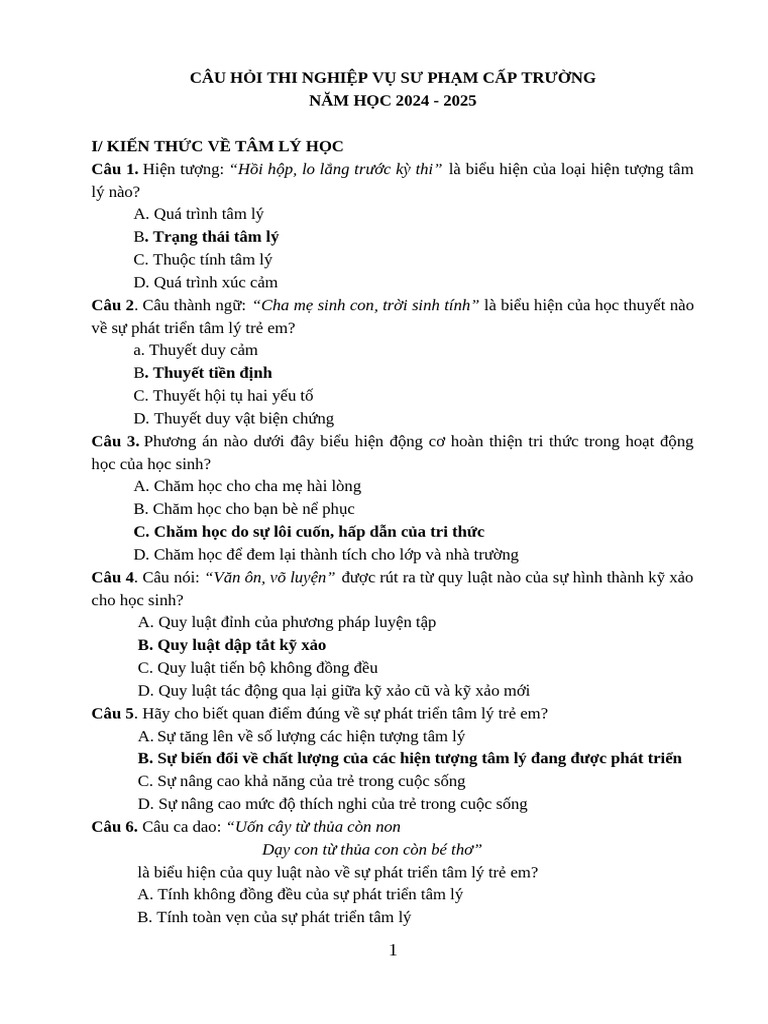 6.cau Hoi Phan Thi Hieu Biet SP (TV) | PDF