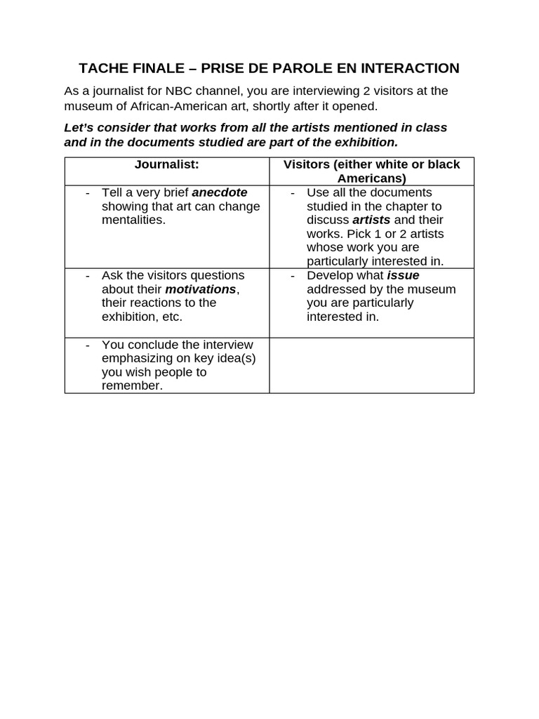 TACHE FINALE-AAART | PDF