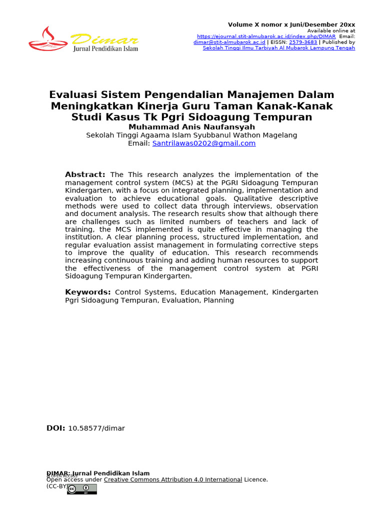 Tamplate Dimar Jurnal Pendidikan Islam 2024 | PDF