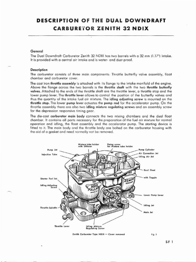 Zenith NDIX 32 356A Workshop Manual | PDF | Carburetor | Throttle
