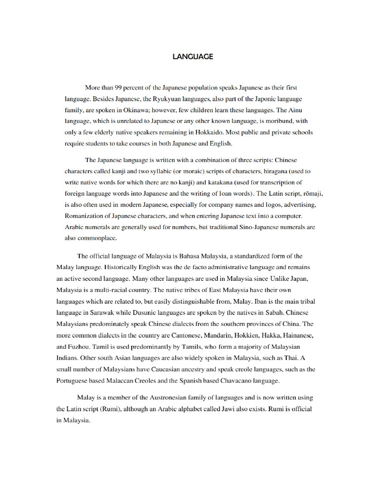 MYS Vs JPN Culture | PDF