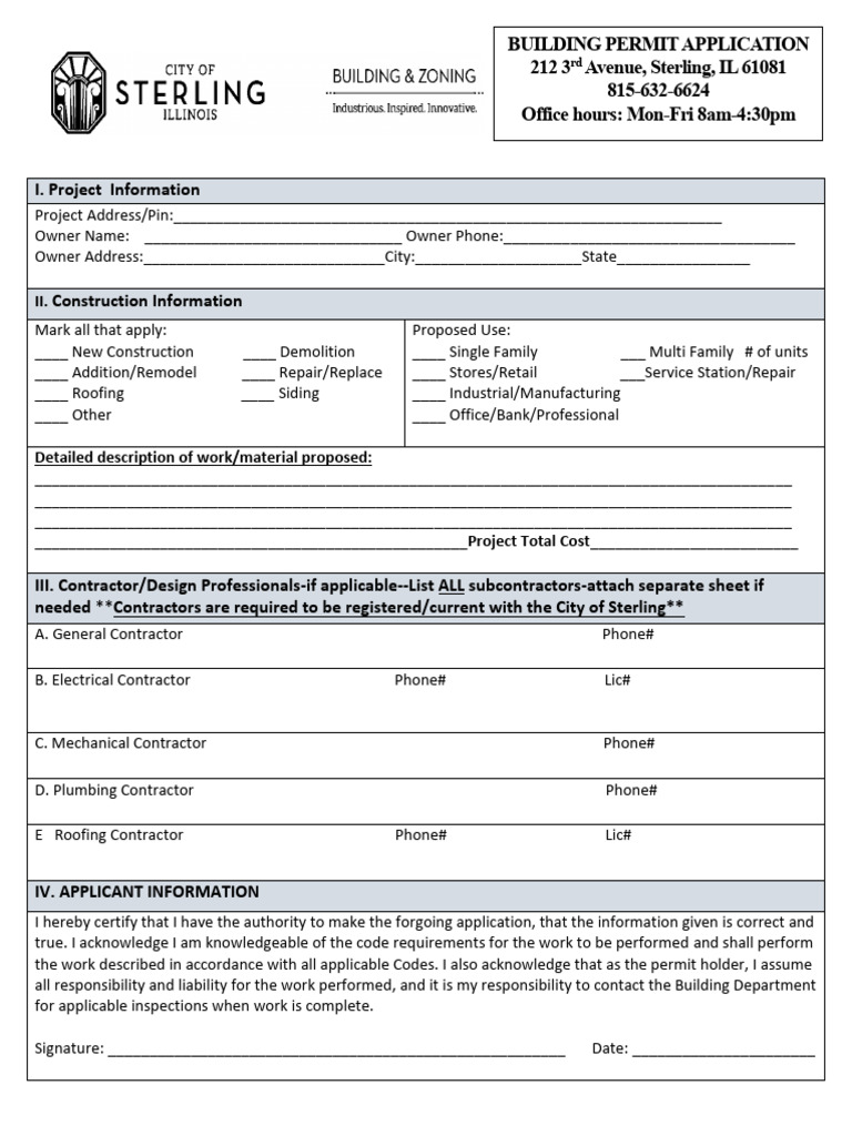 Building Permit Application PDF | PDF