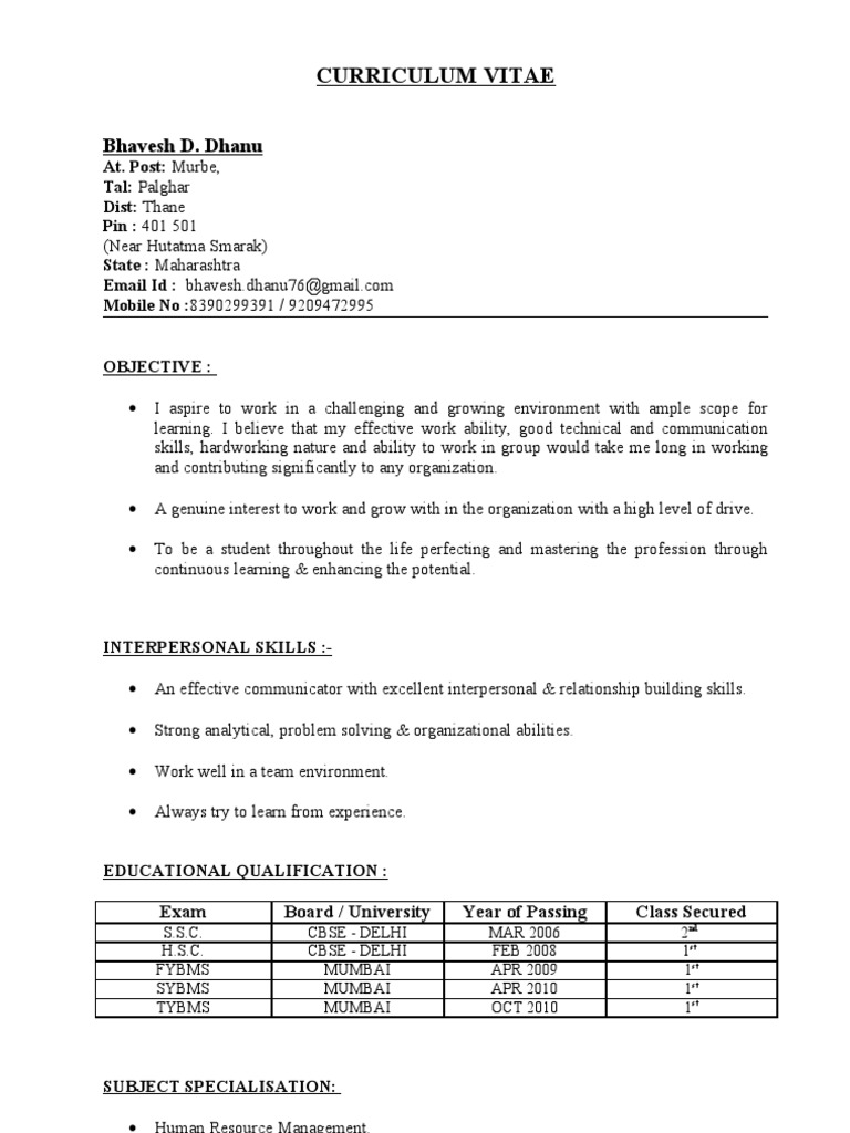 Bhavesh D. Dhanu CV and Qualifications | PDF