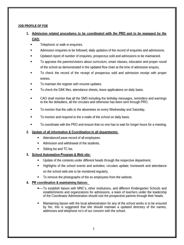 CAO Job Profile and Responsibilities | PDF
