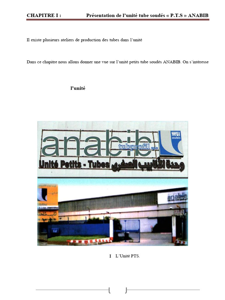 Présentation de l'unité P.T.S ANABIB | PDF | Business