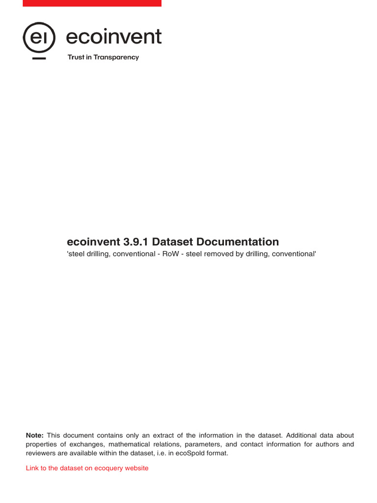 Ecoinvent 3.9.1 Steel Drilling Data | PDF | Climate Change | Metals