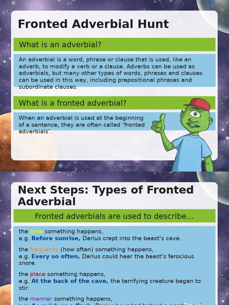 Fronted Adverbials ks2 | PDF | Adverb | Language Mechanics