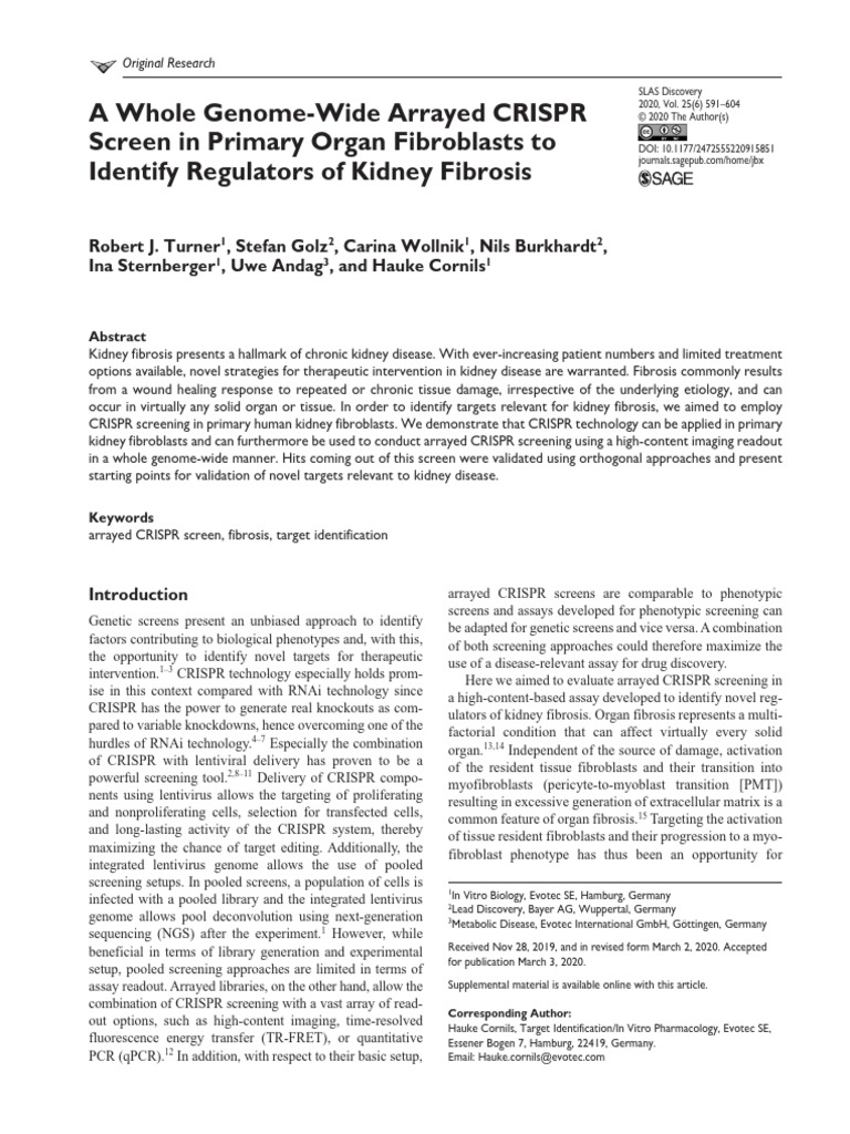 A Whole Genome-Wide Arrayed CRISPR Screen in Primary Organ Fibroblasts ...