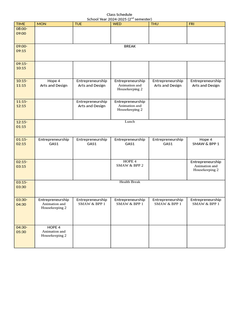 Class Schedule | PDF