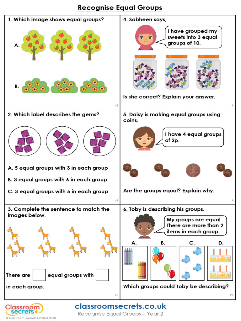 Equal Groups Recognition Guide | PDF