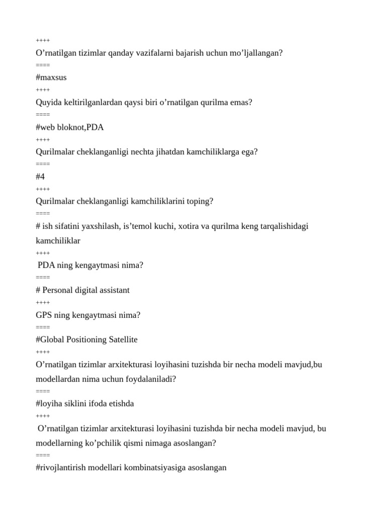 O'Rnatilgan Tizimlar Qanday Vazifalarni Bajarish Uchun Mo'Ljalla | PDF