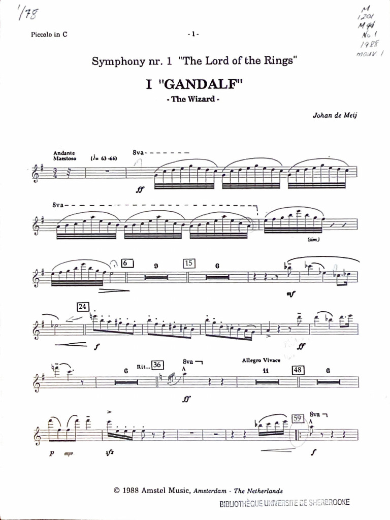 De MEIJ - Symphony 1 (Lord of The Rings) MVT I (Parts) | PDF