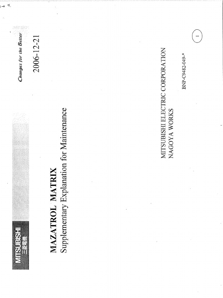 MAZATROL MATRIX SUPPLEMENTRY EXPLAINATION BNP-C9482-049 | PDF