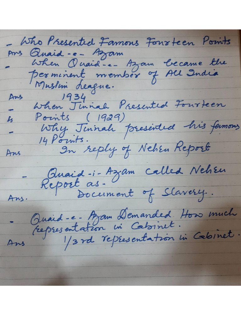 lec 16 Jinnah's fourteen Points | PDF