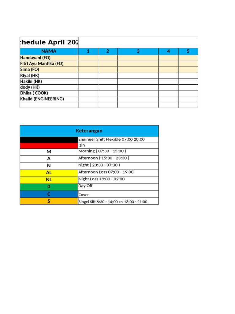 Shedule Staff 1 | PDF