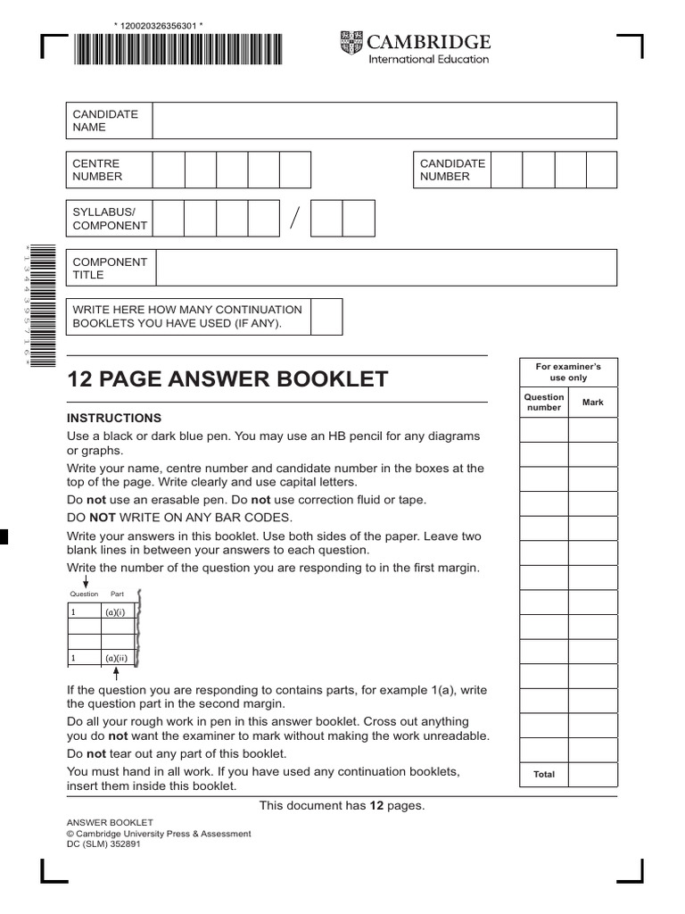 Supplementary Answer Booklet Exam Day Form 13 | PDF | Qualifications ...
