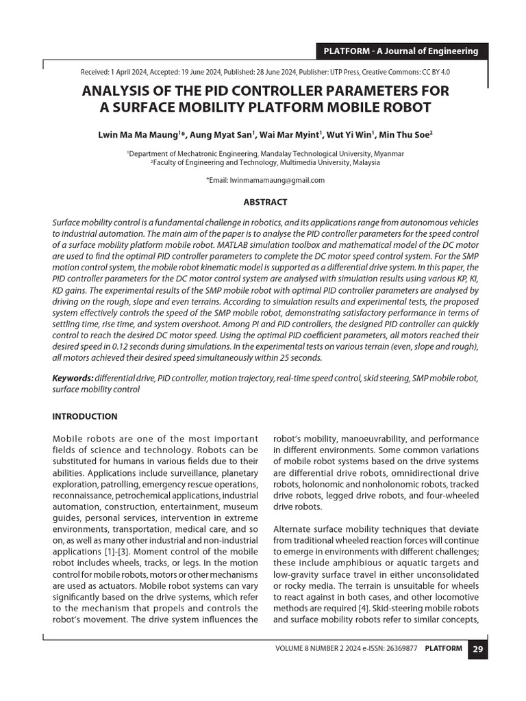 PID Controller Analysis for Mobile Robots | PDF | Kinematics | Control ...