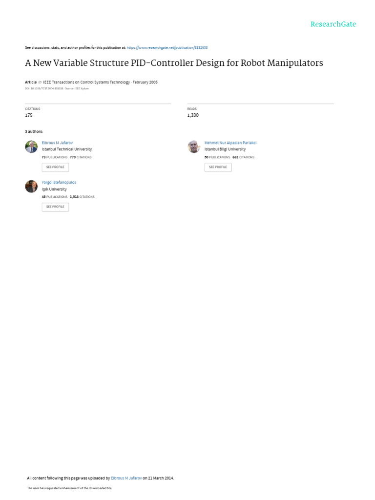 A New Variable Structure Pid Controller Design For Pdf Control Theory Matrix Mathematics