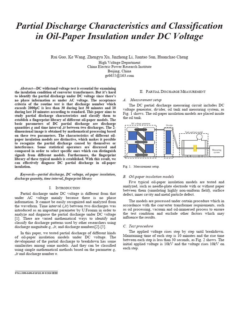 Partial Discharge Characteristics and Classification in Oil-Paper ...