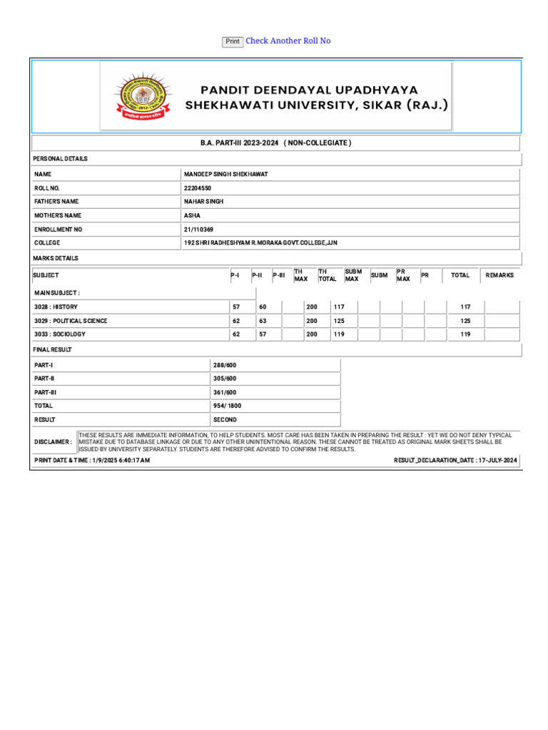 PANDIT DEENDAYAL UPADHYAYA SHEKHAWATI UNIVERSITY,SIKAR (RAJ.) | PDF