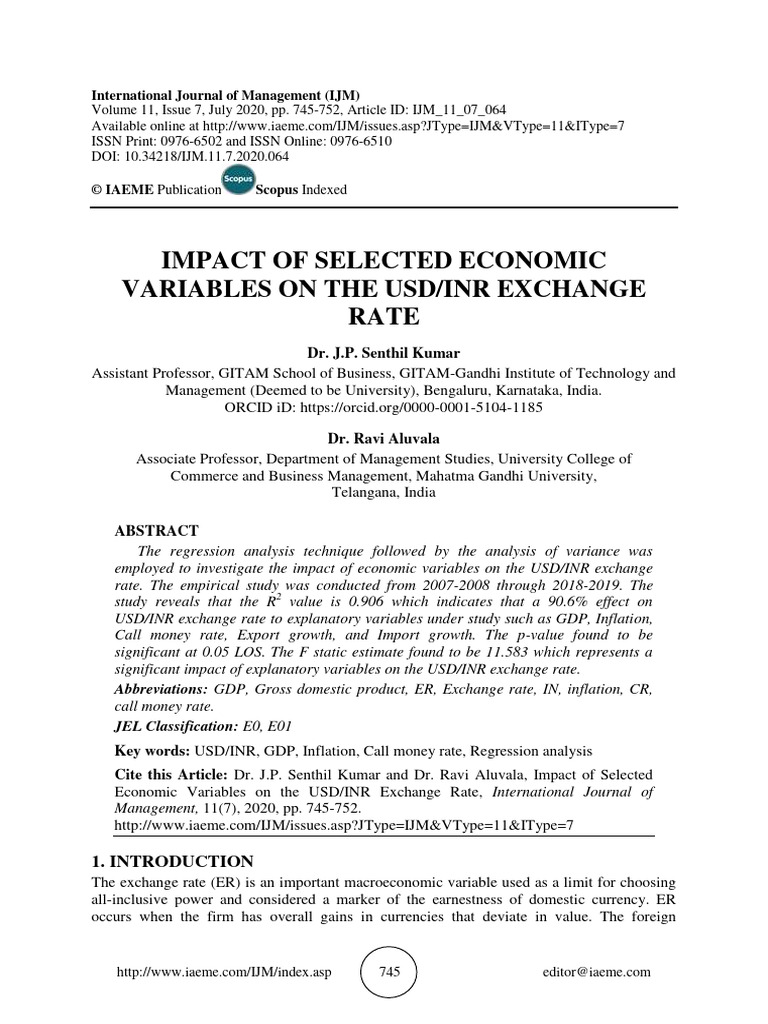 Impact of Selected Economic Variables On | PDF | Macroeconomics | Foreign Exchange Market