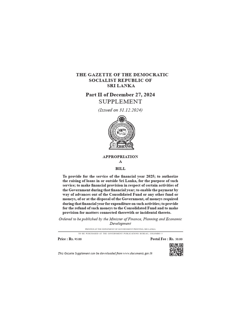 Appropriation Act for 2025 Financial Year | PDF | Government Budget ...