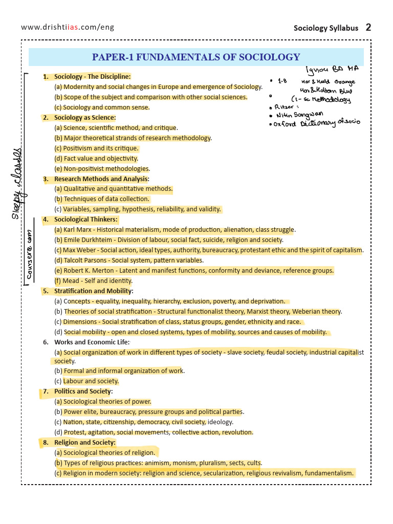 UPSC Sociology Optional Syllabus Overview | PDF | Sociology | Social ...