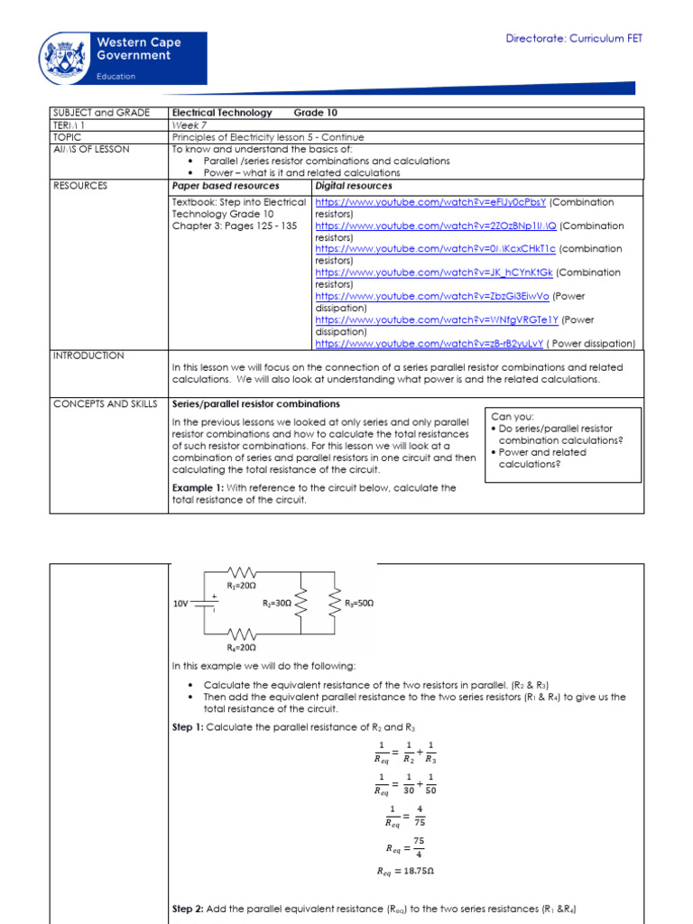 Grade 10 Electrical Technology: Circuits | PDF | Resistor | Series And ...
