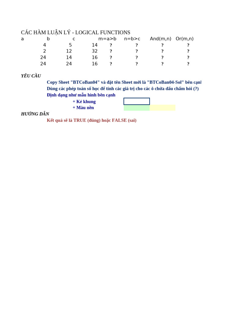 Excel BaiTap CoBan 04-09 | PDF