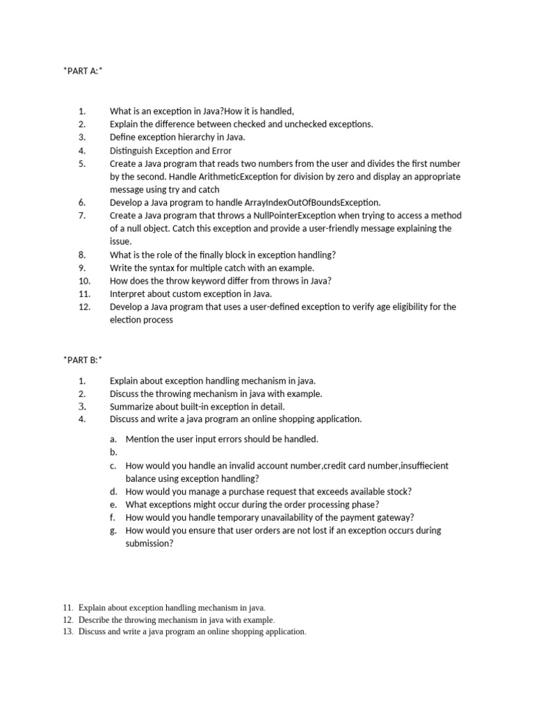 PART A | PDF | Java (Programming Language) | Software Development