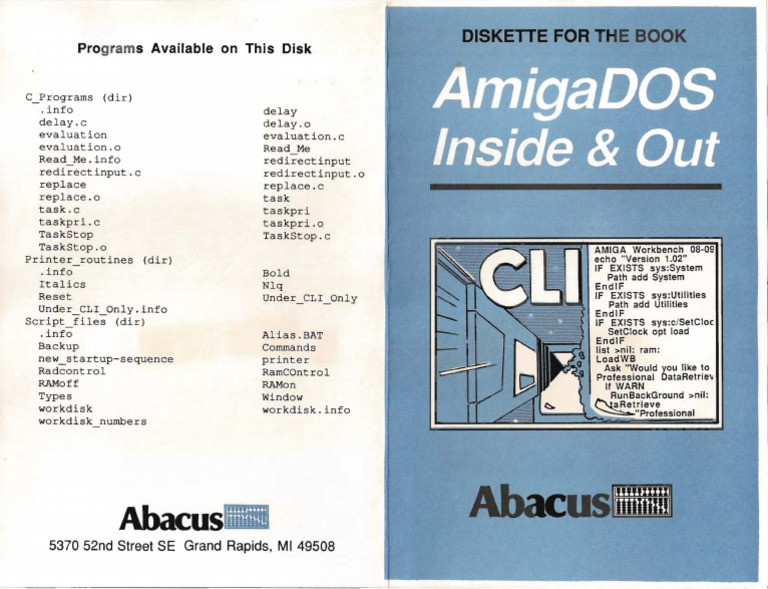 AmigaDOS Inside and Out (1988)(Abacus)[diskette cover] | PDF