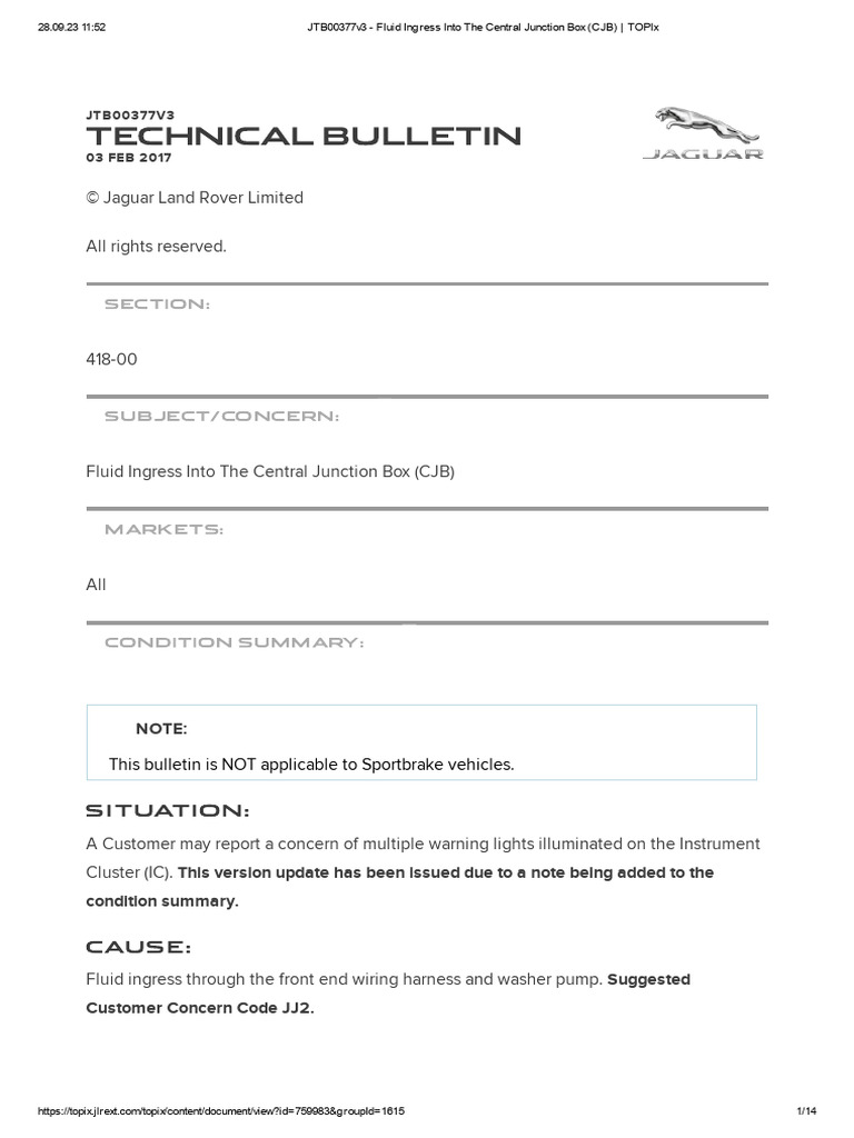 JTB00377v3 - Fluid Ingress Into The Central Junction Box (CJB) - TOPIx ...