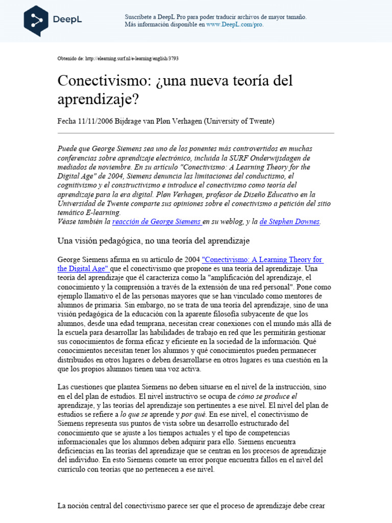 Conectivismo: ¿Teoría o Visión? | PDF | Aprendizaje | Plan de estudios