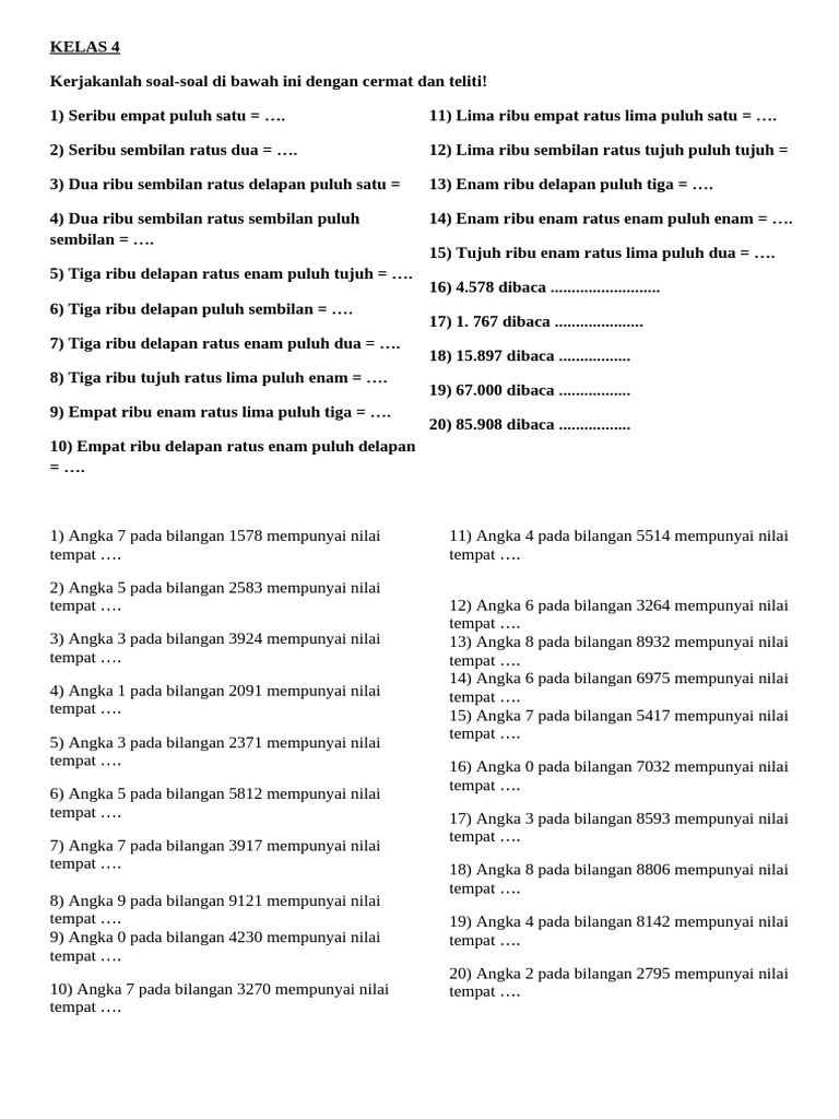 4 - Soal Bil Cacah 1-10RB | PDF