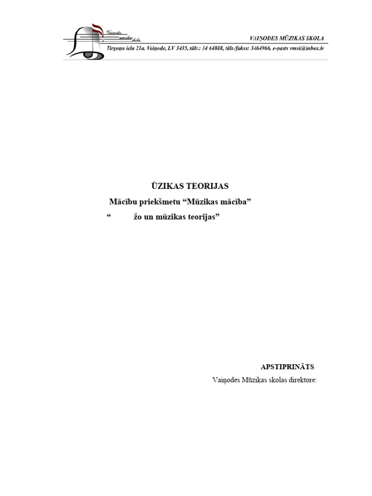 Muzikas Teorijas Programma | PDF