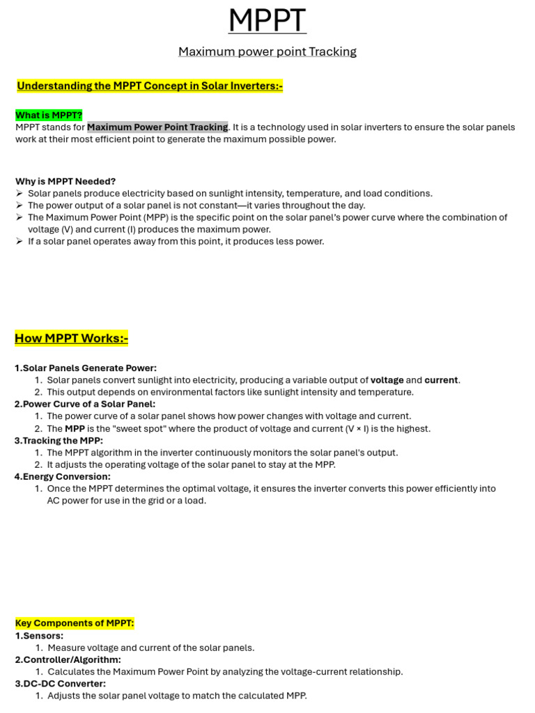 Maximizing Solar Power - How MPPT Drives Performance | PDF | Solar ...