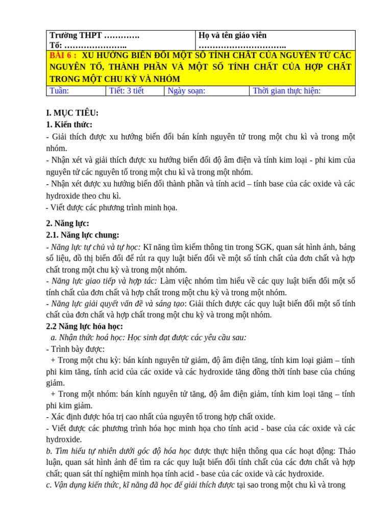 Bài 6 - Hóa 10 - CTST | PDF