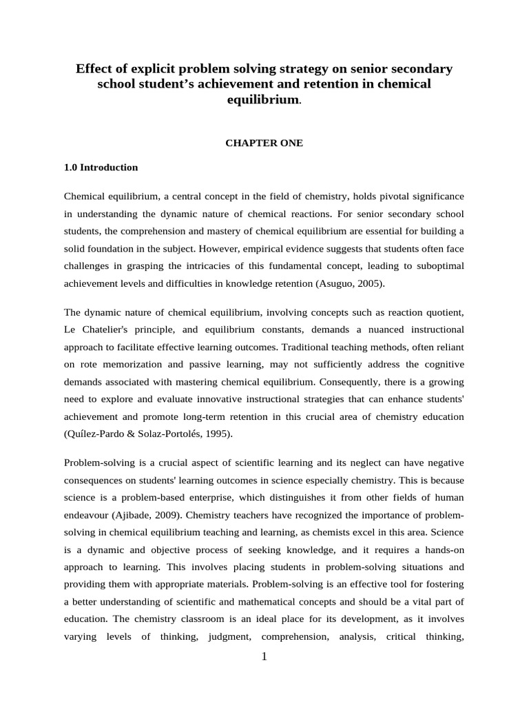 Effect of explicit problem solving strategy on senior secondary school student (Autosaved) | PDF ...