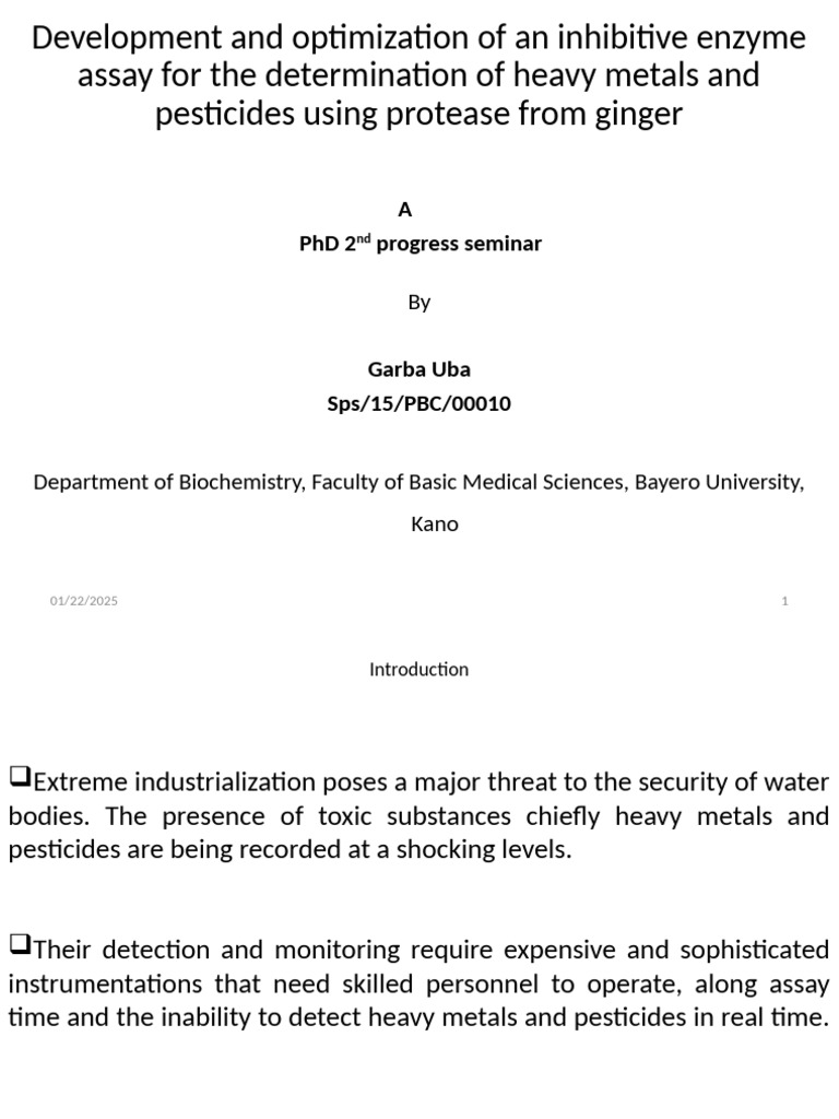 Development and Optimization of An Inhibitive Enzyme Assay | PDF ...